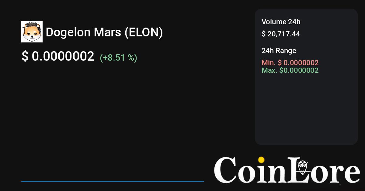 Dogelon Mars 가격, 차트, ELON 코인 완벽 정보/미터법 | CoinLore